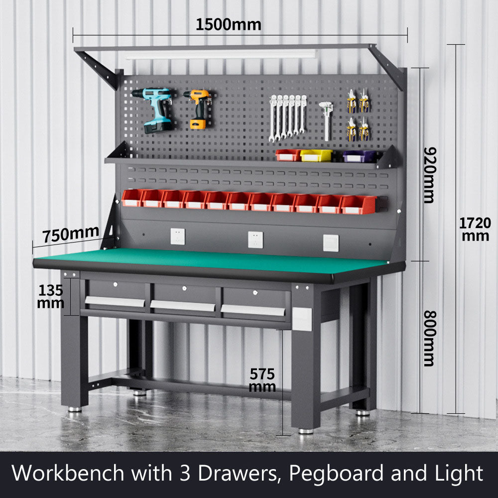 Heavy Duty Workbench with 3 Drawers